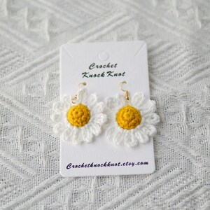 Crochet Daisy Earrings |cute Flower Floral Jewelry |crochet Earrings ...