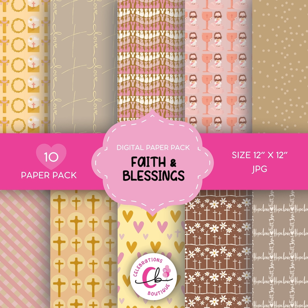 Faith and Blessings Digital Paper, God Digital Paper, Faith, Blessings ...