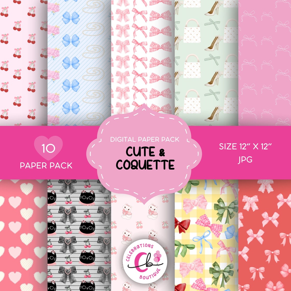 Coquette, Coquette Digital Paper, Coquette Design, Coquette Art ...