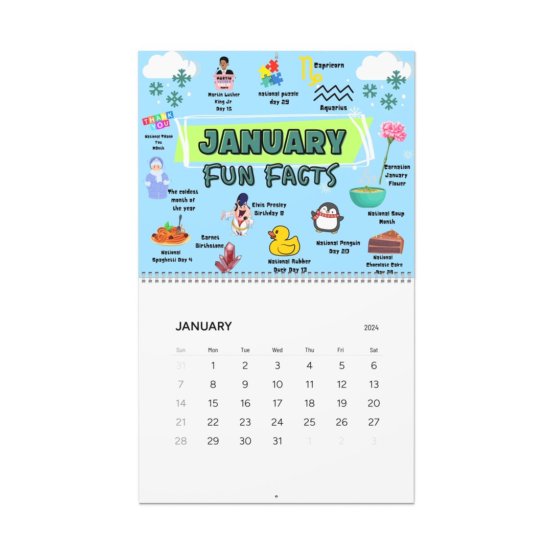 Fun Facts Wall Calender 2024 Bright and Colorful Calender - Etsy
