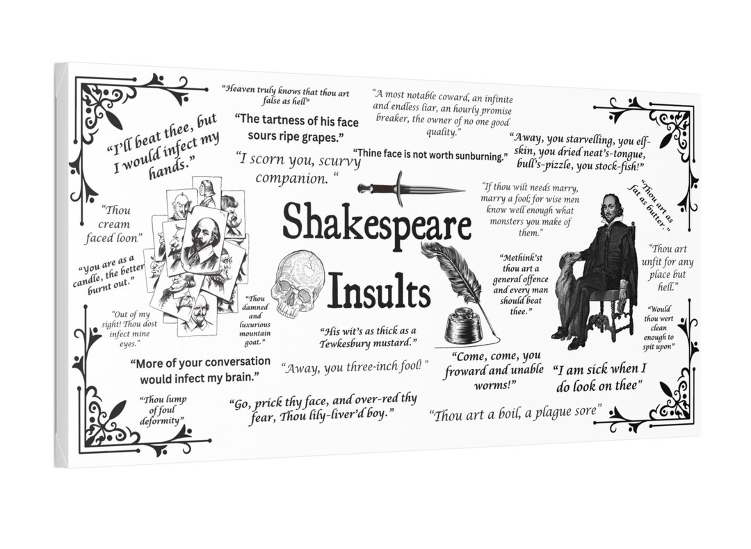 Polyester Canvas Shakespeare Insults Canvas Funny Etsy Uk