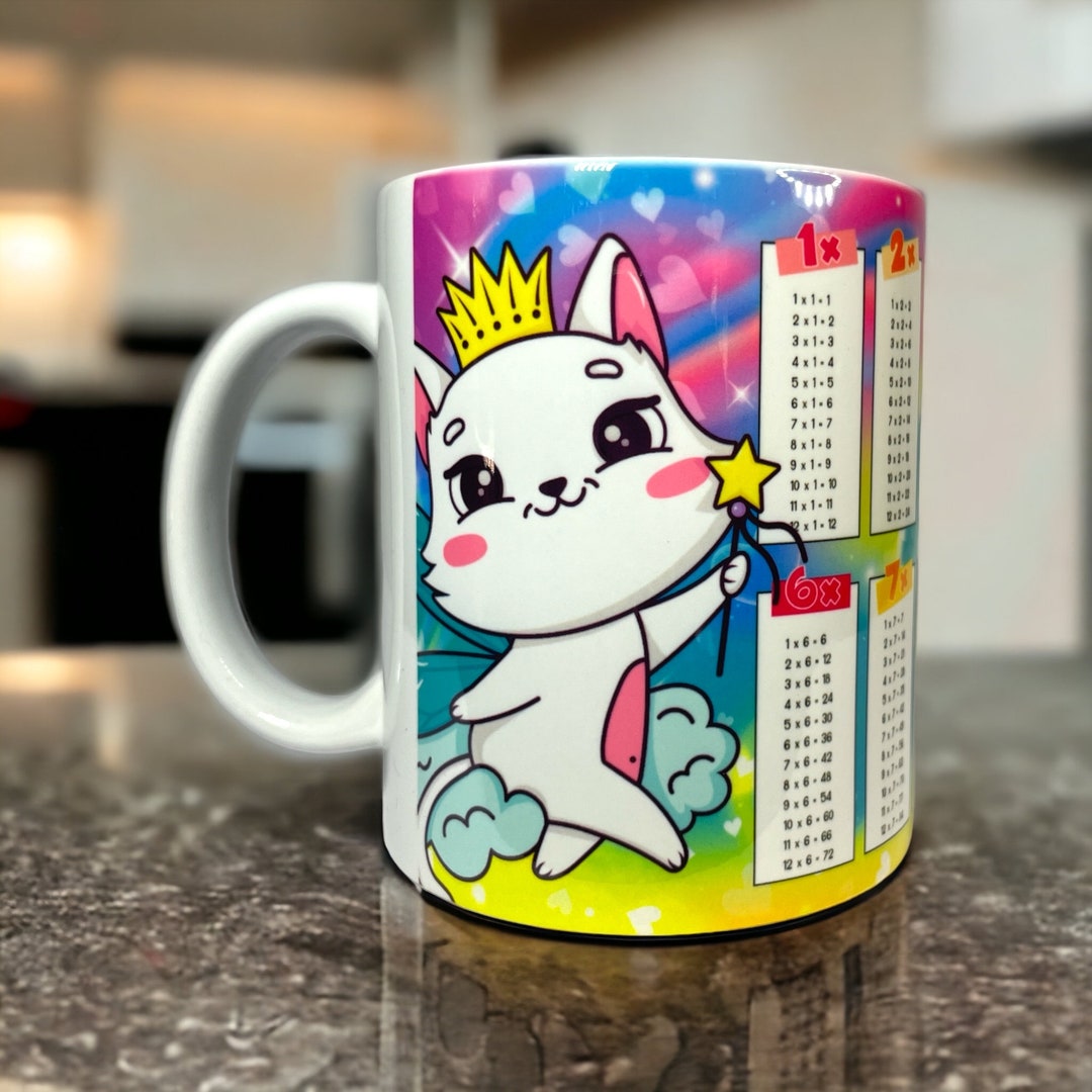 Cat Cup, Cat Multiplication Tables Mug Children's Learning Mug 330ml ...