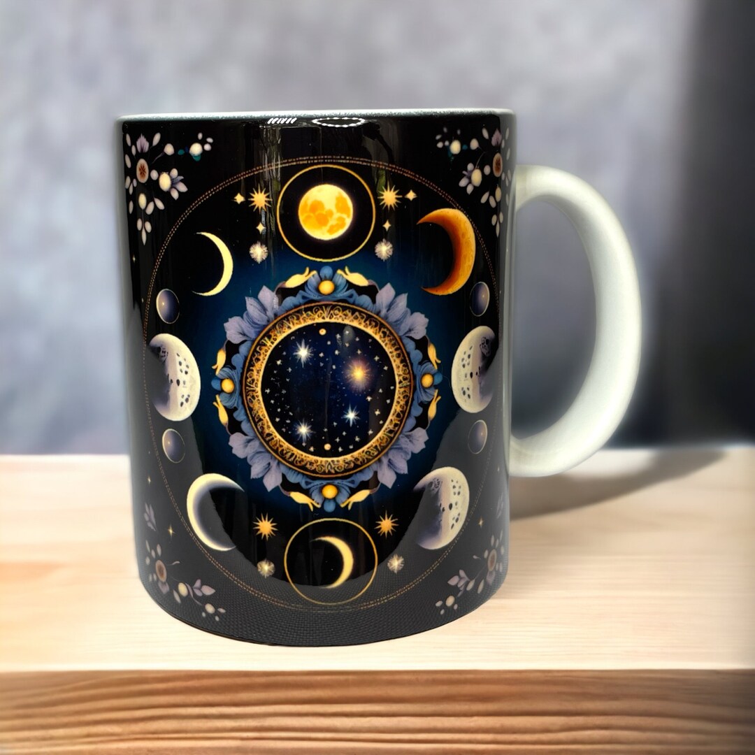 Sublimated Mug With Sky, Moon and Stars Ceramic Mug for Meditation ...