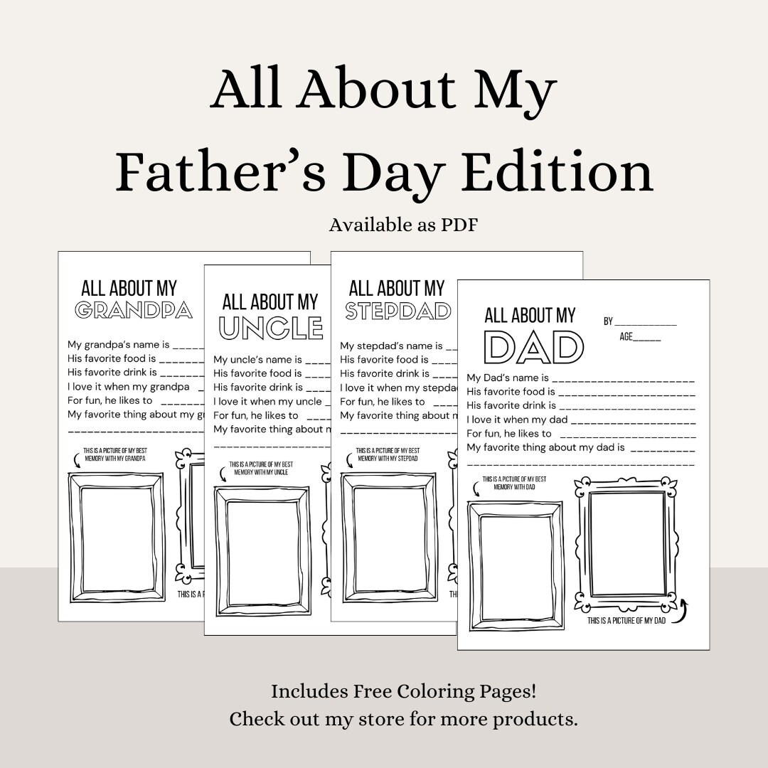 Printable Father's Day Activity - Fill in the Blanks - Including Uncle ...