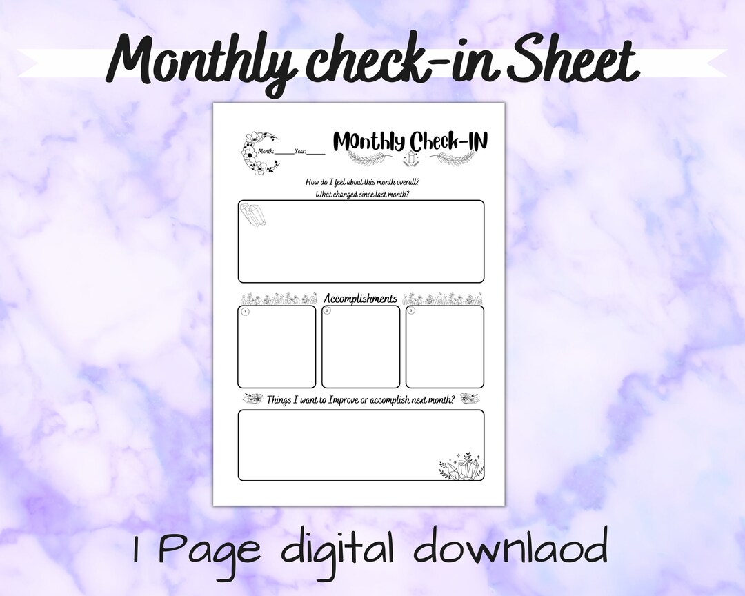 Witchy Mental Health Check-in Sheet, Monthly Check-in for Mental ...