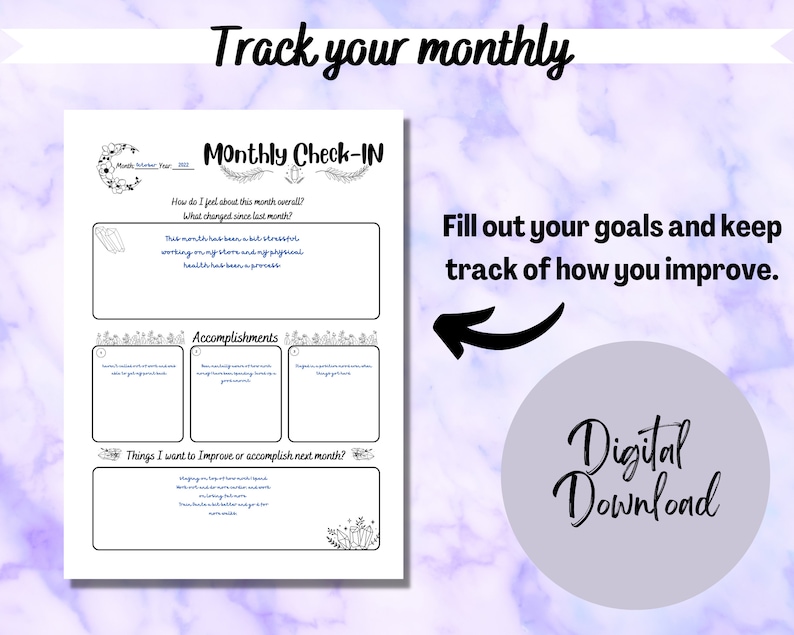 Witchy Mental Health Check-in Sheet, Monthly Check-in for Mental ...