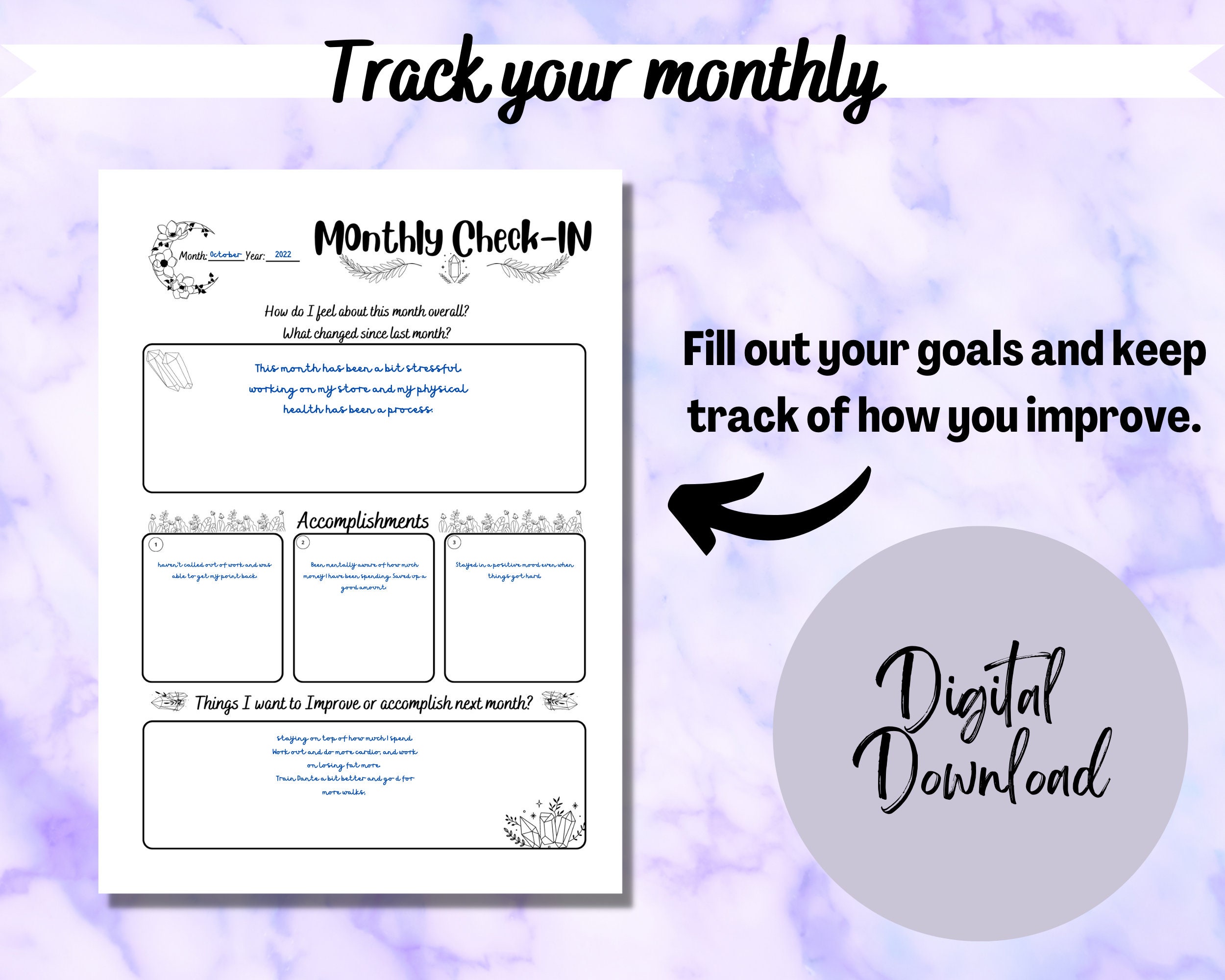 Witchy Mental Health Check-in Sheet, Monthly Check-in for Mental ...