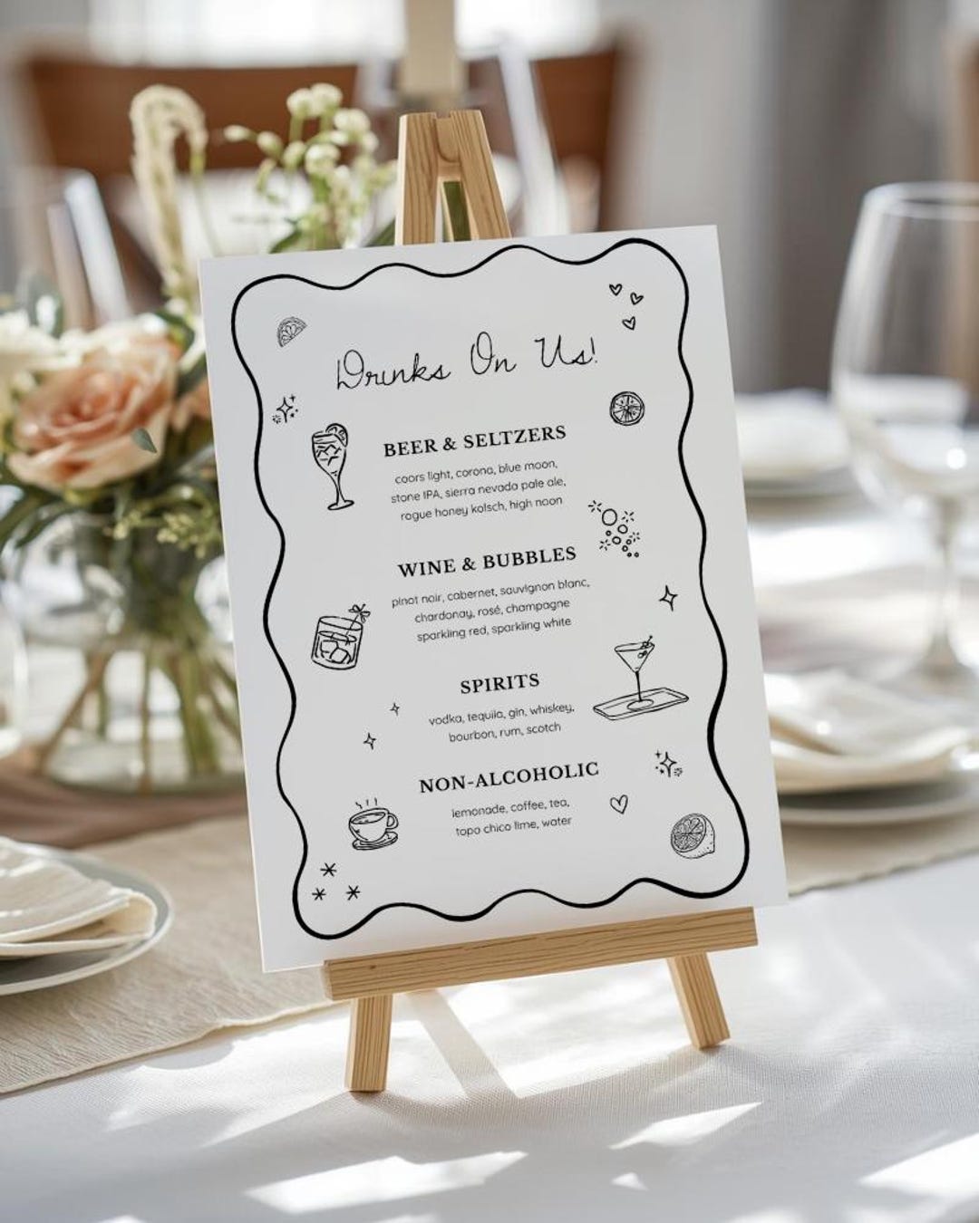Bar Sign Template | Wedding Drink Menu Template | Printable Bar Sign ...