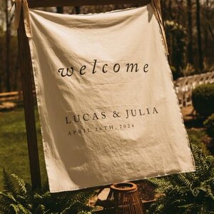 Fabric Linen Welcome Sign Welcome Sign Fabric Sign Wedding Sign Wedding ...
