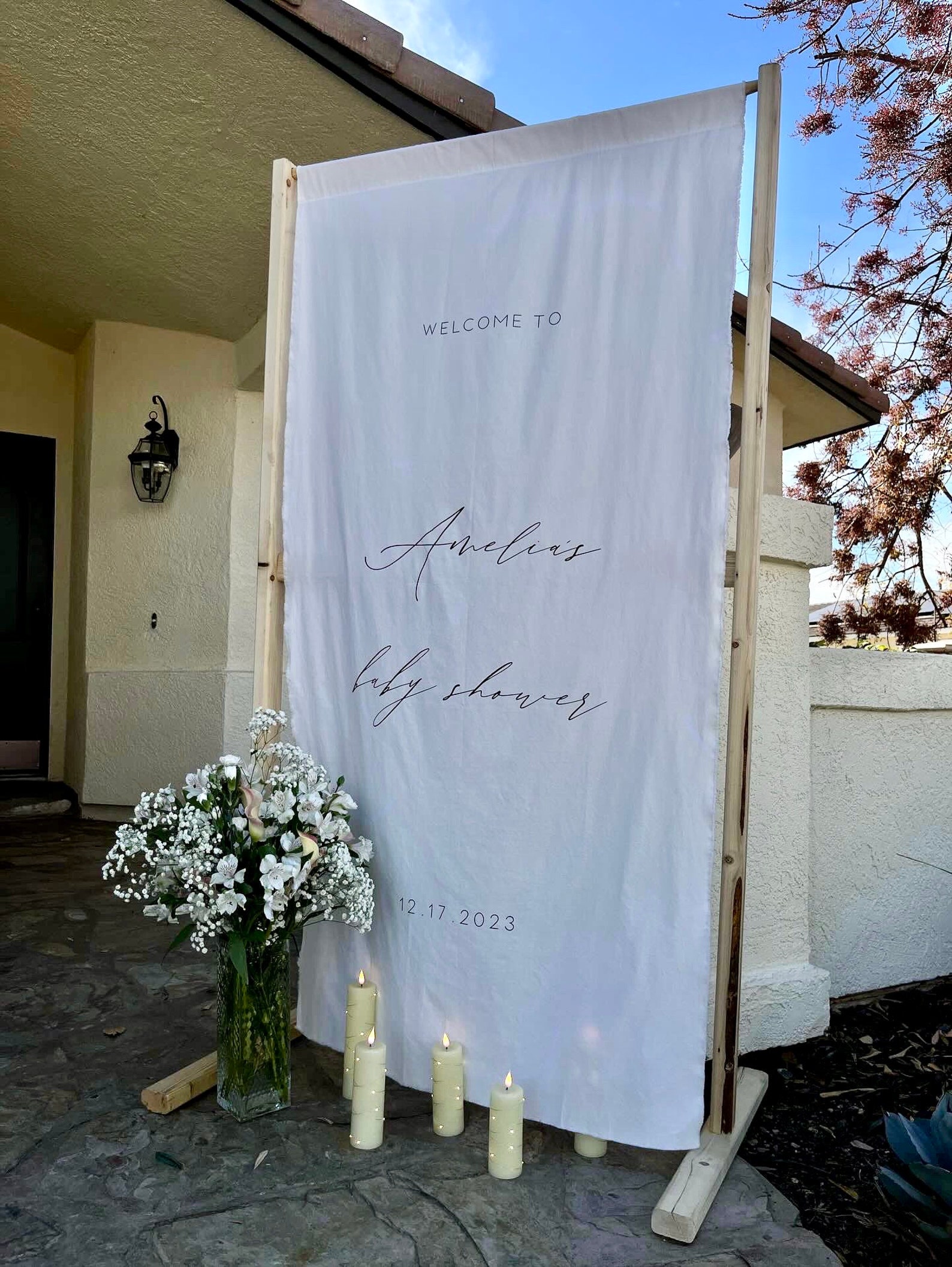 Fabric Linen Welcome Sign Welcome Sign Bridal Shower Sign Wedding ...