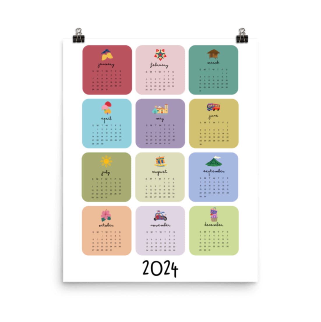 2024 Pinoy Wall Calendar, 2024 Year at a Glance, 2024 Wall Calendar ...