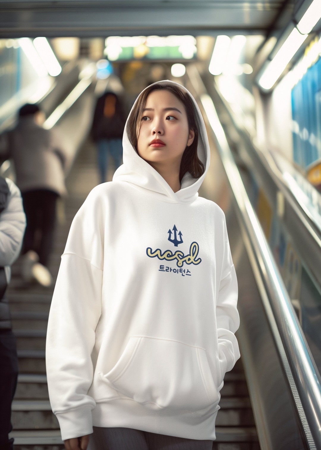 UCSD Tritons Korean Print Unisex Hoodie - White - Etsy