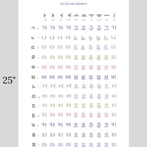 Korean Hangul Alphabet Poster: Playful Language Study Guide (14"x25 ...