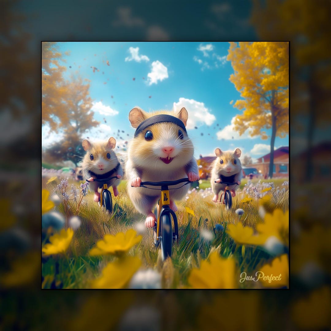 Cycle Hamsters Digital Art | Animal Art | Funny Digital Art | Fun Art ...