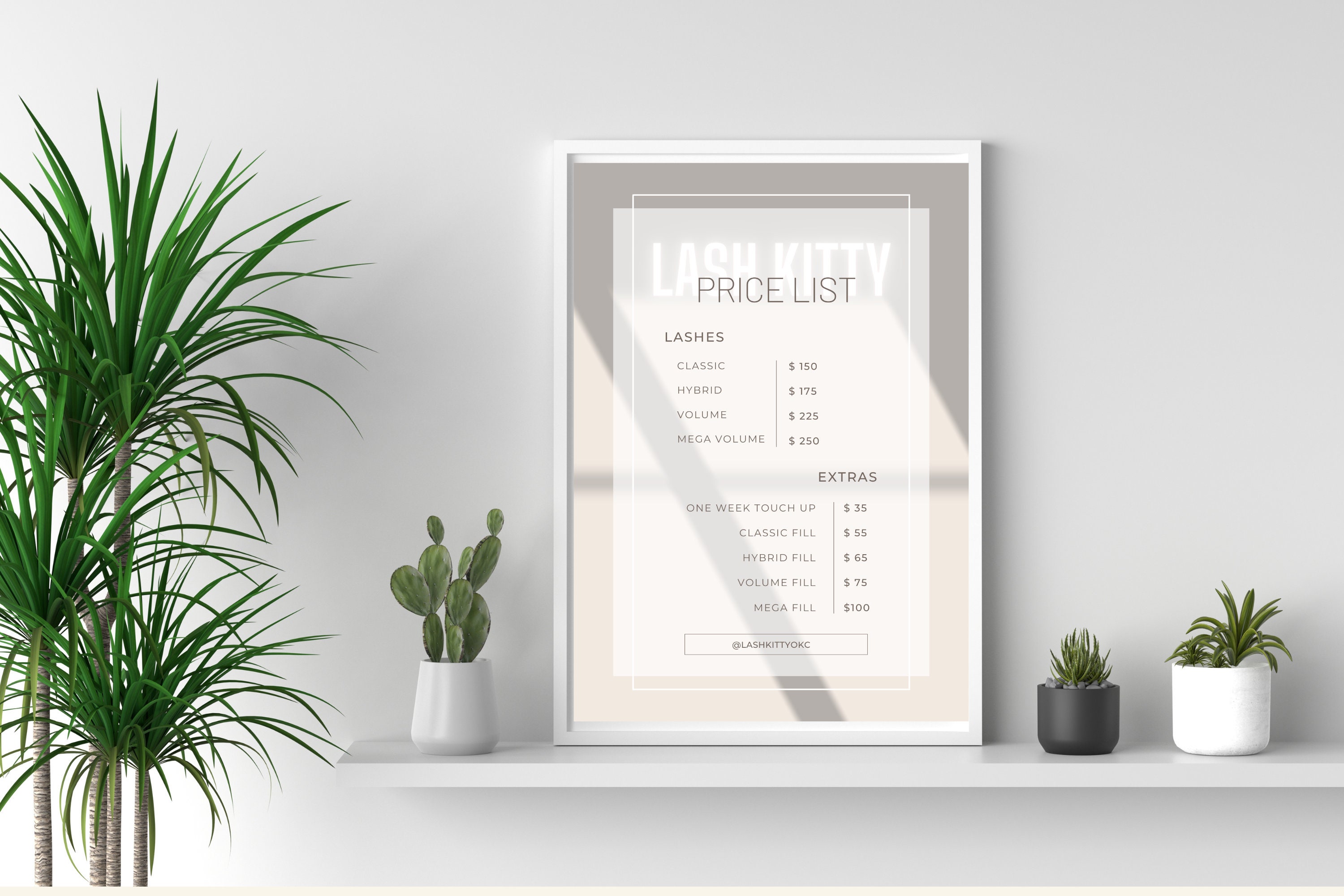 Lash Tech Extension Price List Template Beauty / Cream Beige Minimalist ...