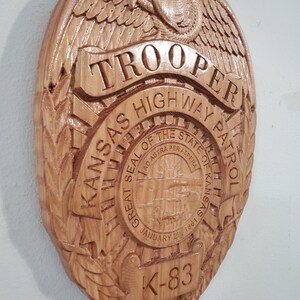 Personalized Kansas Highway Patrol Trooper Badge 3D V Carved Wood Sign - Etsy