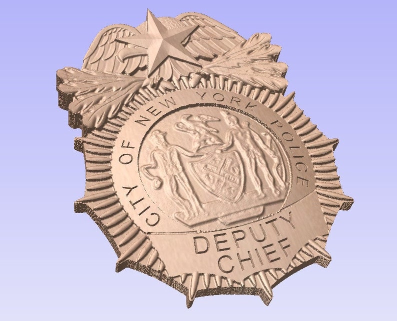 City of New York Deputy Chief Badge 3D V CARVED Personalized Police ...