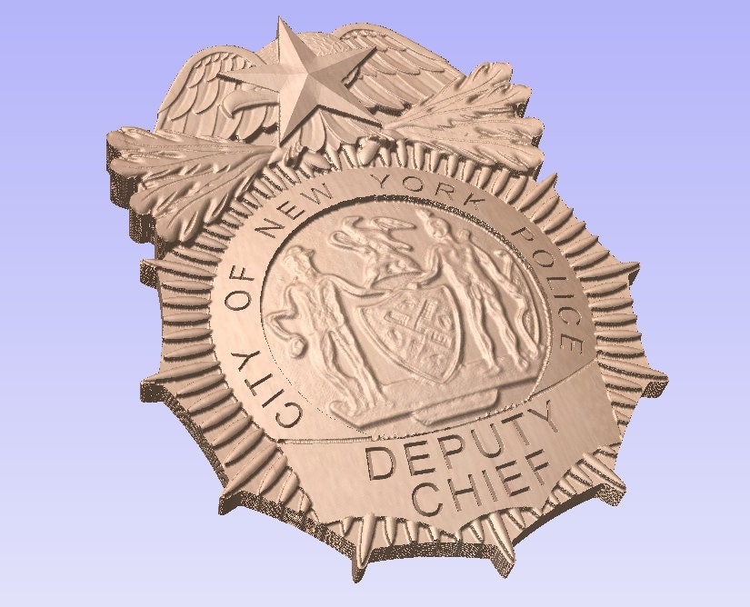 City of New York Deputy Chief Badge 3D V CARVED Personalized Police ...