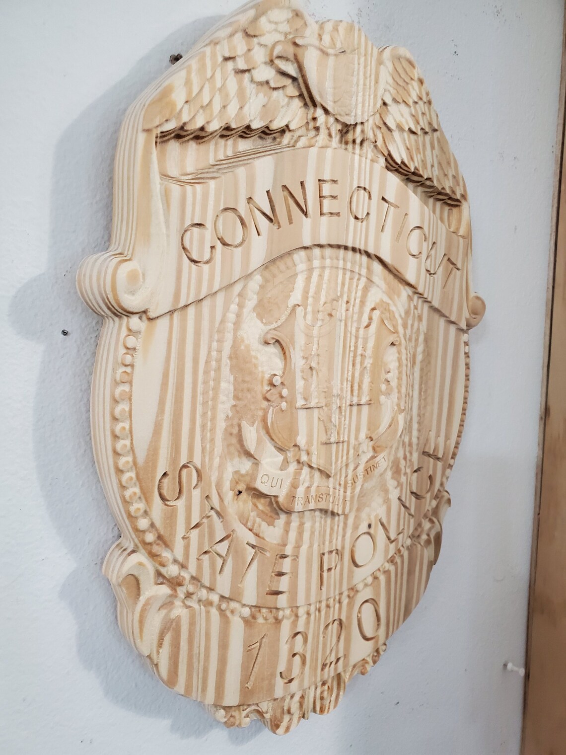 Personalized Connecticut State Police Badge - Carved Wood Sign - Etsy