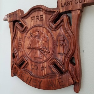 Personalized Fire Dept Fighter V Carved Wooden Sign - Etsy