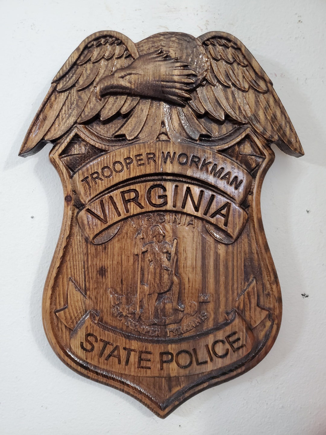 Virginia State Trooper Badge - 3D V CARVED - Personalized Police Badge ...