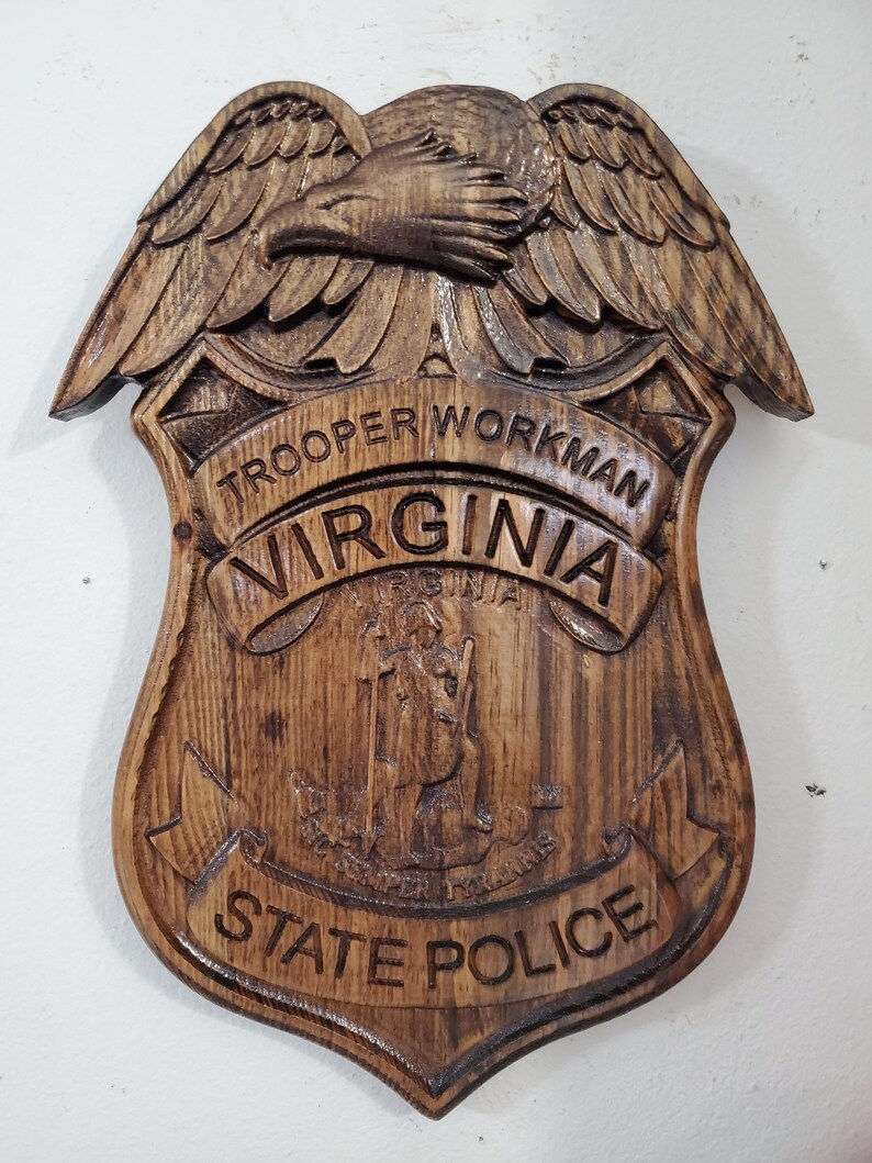 Virginia State Trooper Badge - 3D V CARVED - Personalized Police Badge ...