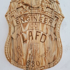 LAFD Los Angeles Firefighter Badge - 3D V CARVED - Personalized Police ...