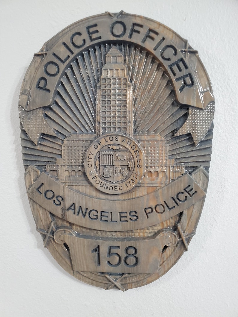 Personalized LAPD Police Badge V Carved Wood Sign - Etsy