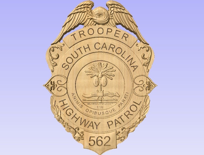 3D V CARVED - Personalized South Carolina State Trooper Police Badge V ...