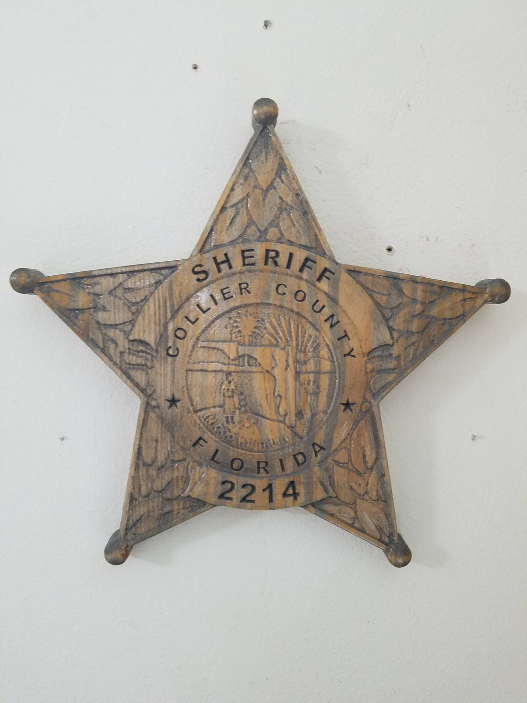 Custom Collier County Sheriff Personalized Badge 3D V Carved Wood Sign ...