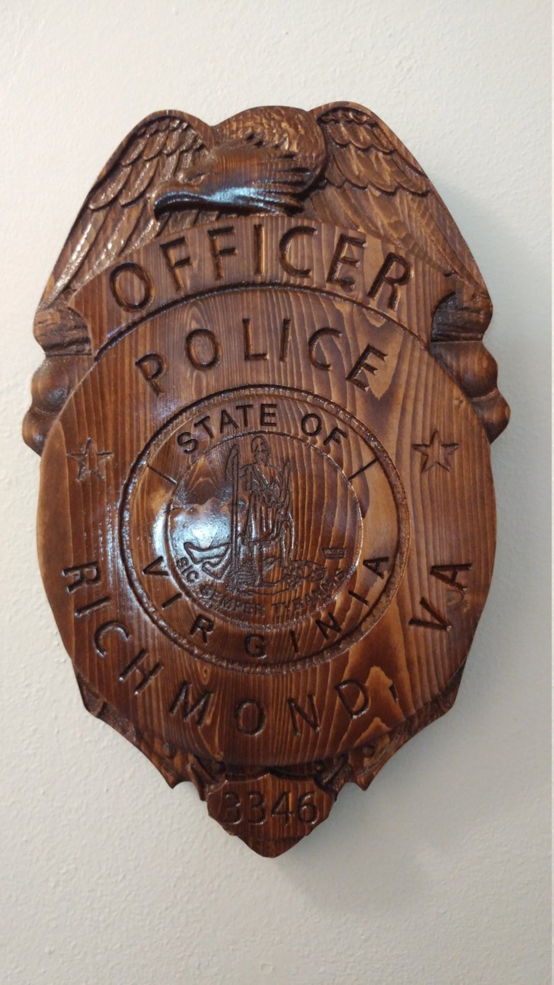 Personalized Police Officer Badge - V Carved Wooden Sign - Etsy