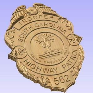3D V CARVED - Personalized South Carolina State Trooper Police Badge V ...