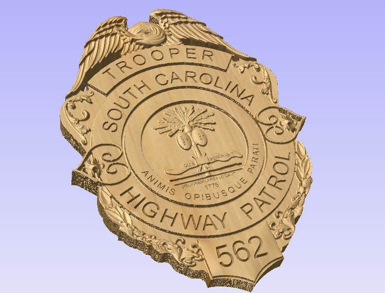 3D V CARVED - Personalized South Carolina State Trooper Police Badge V ...