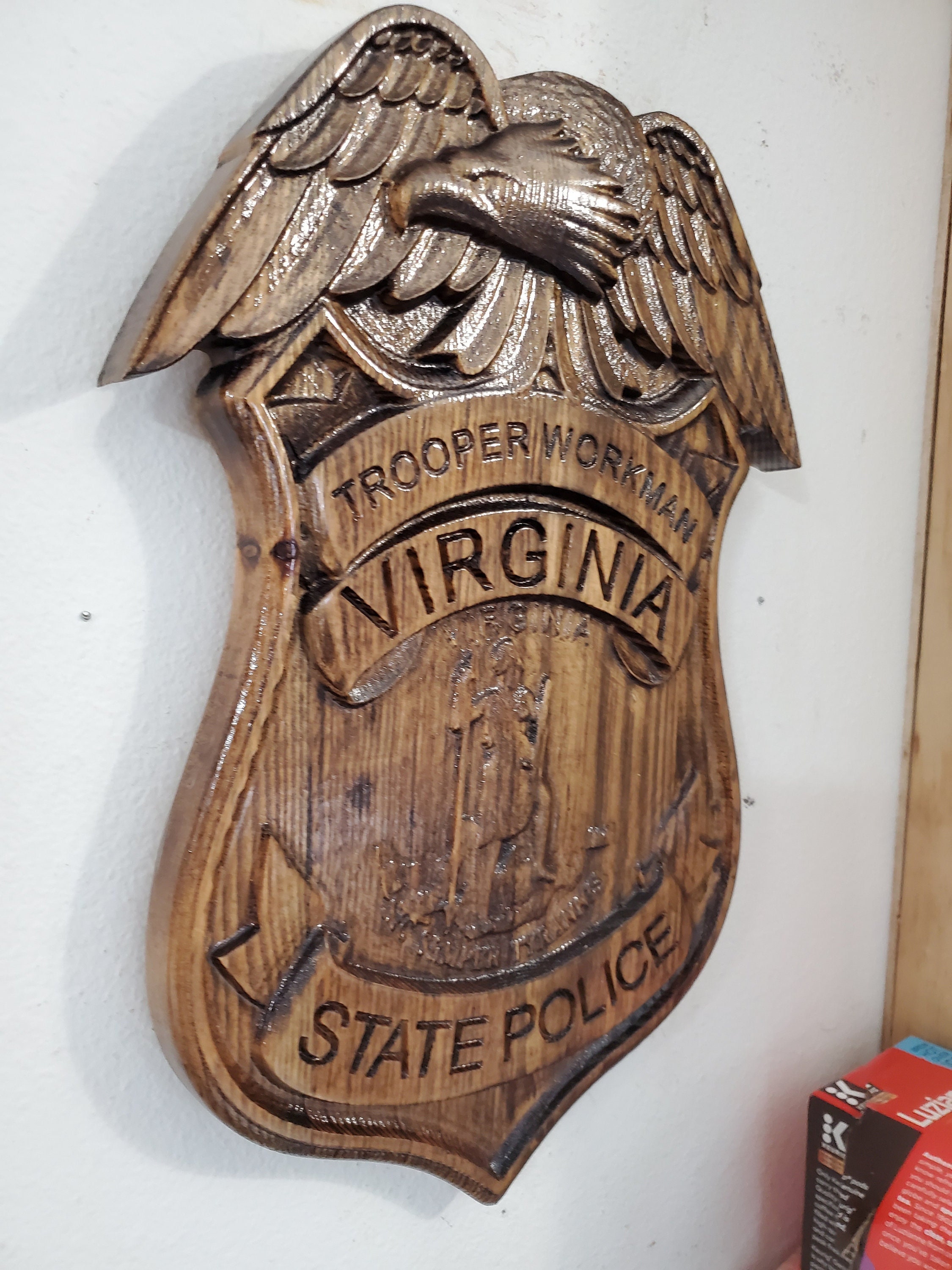 Virginia State Trooper Badge - 3D V CARVED - Personalized Police Badge ...