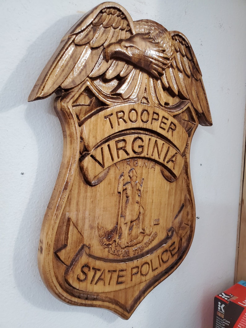 Virginia State Trooper Badge - 3D V CARVED - Personalized Police Badge ...