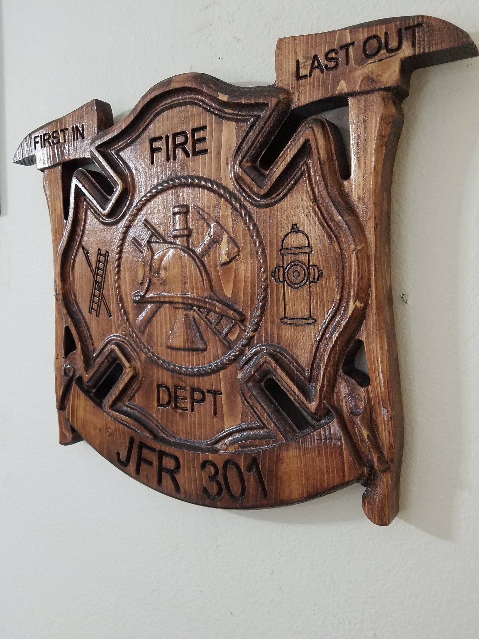 Personalized Fire Dept Fighter V Carved Wooden Sign - Etsy