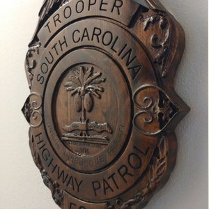 3D V CARVED - Personalized South Carolina State Trooper Police Badge V ...