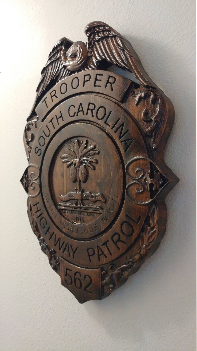3D V CARVED - Personalized South Carolina State Trooper Police Badge V ...
