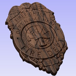 Custom Fire Dept Firefighter Badge 3d V Carved Wood Sign - Etsy