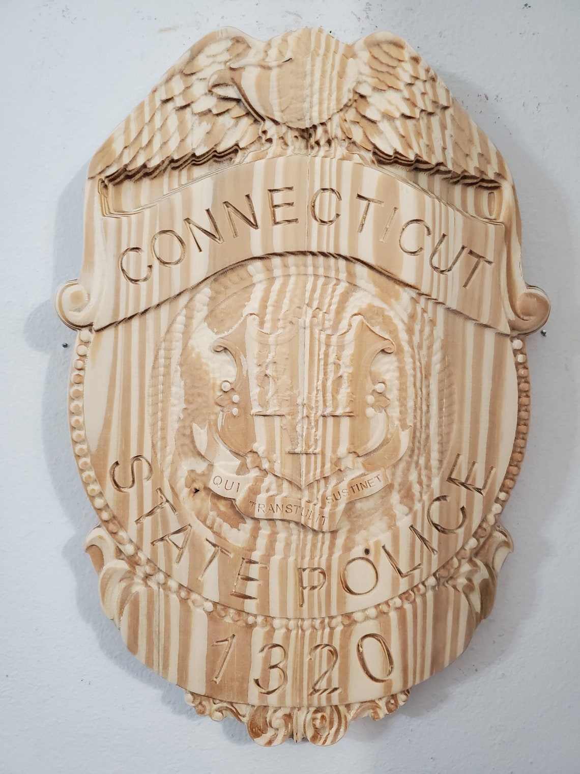 Personalized Connecticut State Police Badge - Carved Wood Sign - Etsy