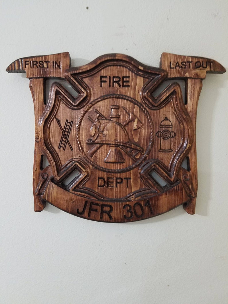 Personalized Fire Dept Fighter V Carved Wooden Sign - Etsy