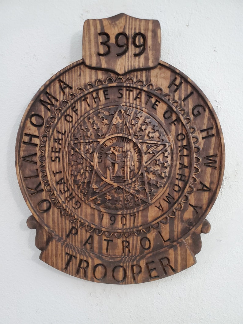 Custom Oklahoma Highway Patrol Badge – Personalized Carved Wood Sign - Etsy