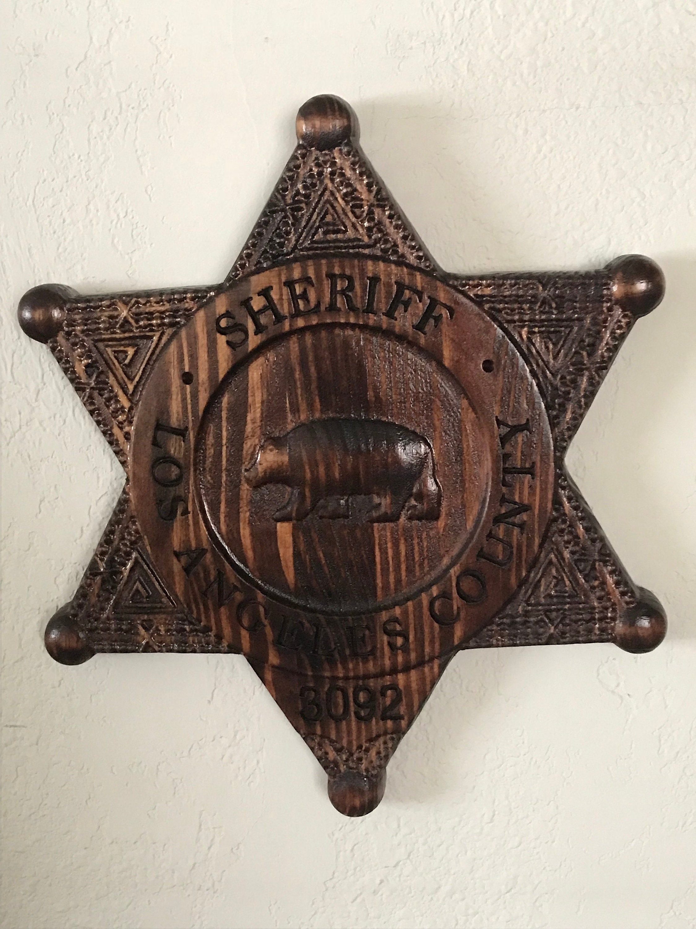 Personalized Los Angeles Sheriff Badge 3D V Carved Wood Sign - Etsy