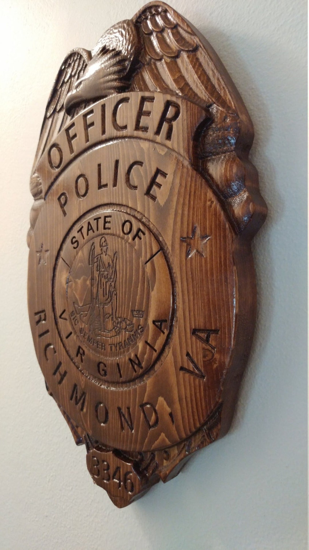 Personalized Police Officer Badge - V Carved Wooden Sign - Etsy