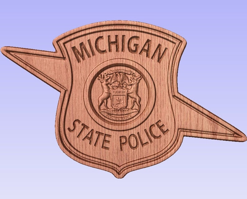 Michigan State Police Logo - V Carved Wood Sign - Etsy