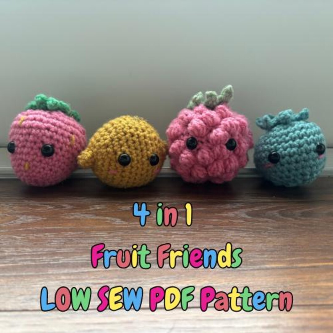 Fruit Friends Low Sew Crochet PDF Pattern, Amigurumi Strawberry ...