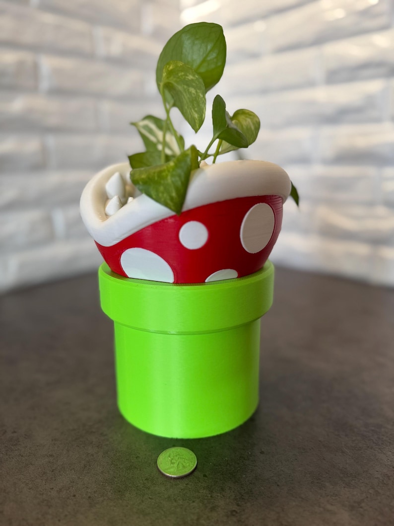 Retro Game Inspired Planter | Piranha Large Plant Pot | Fun 3D Printed ...