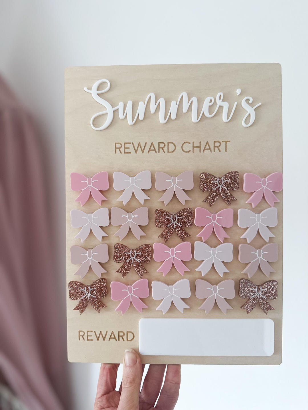 Personalised Reusable Bow Reward Chart/ Personalised Behaviour Chart ...