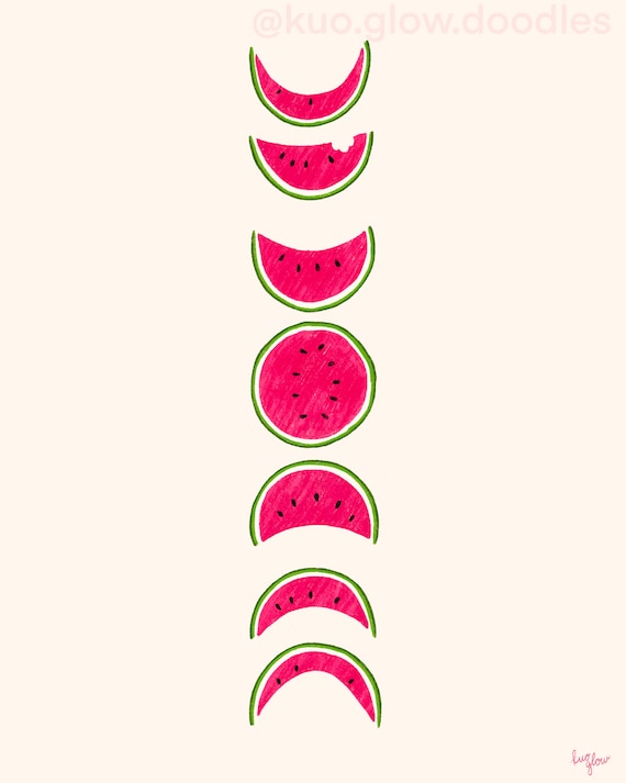 Watermelon Moon Phases Downloadable Wall Art - Etsy