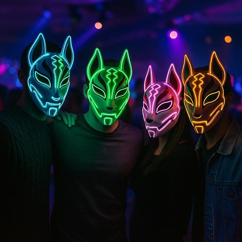 Anime Fox Mask: Japanese Cosplay Mask for Halloween, Rave & Game Themes ...